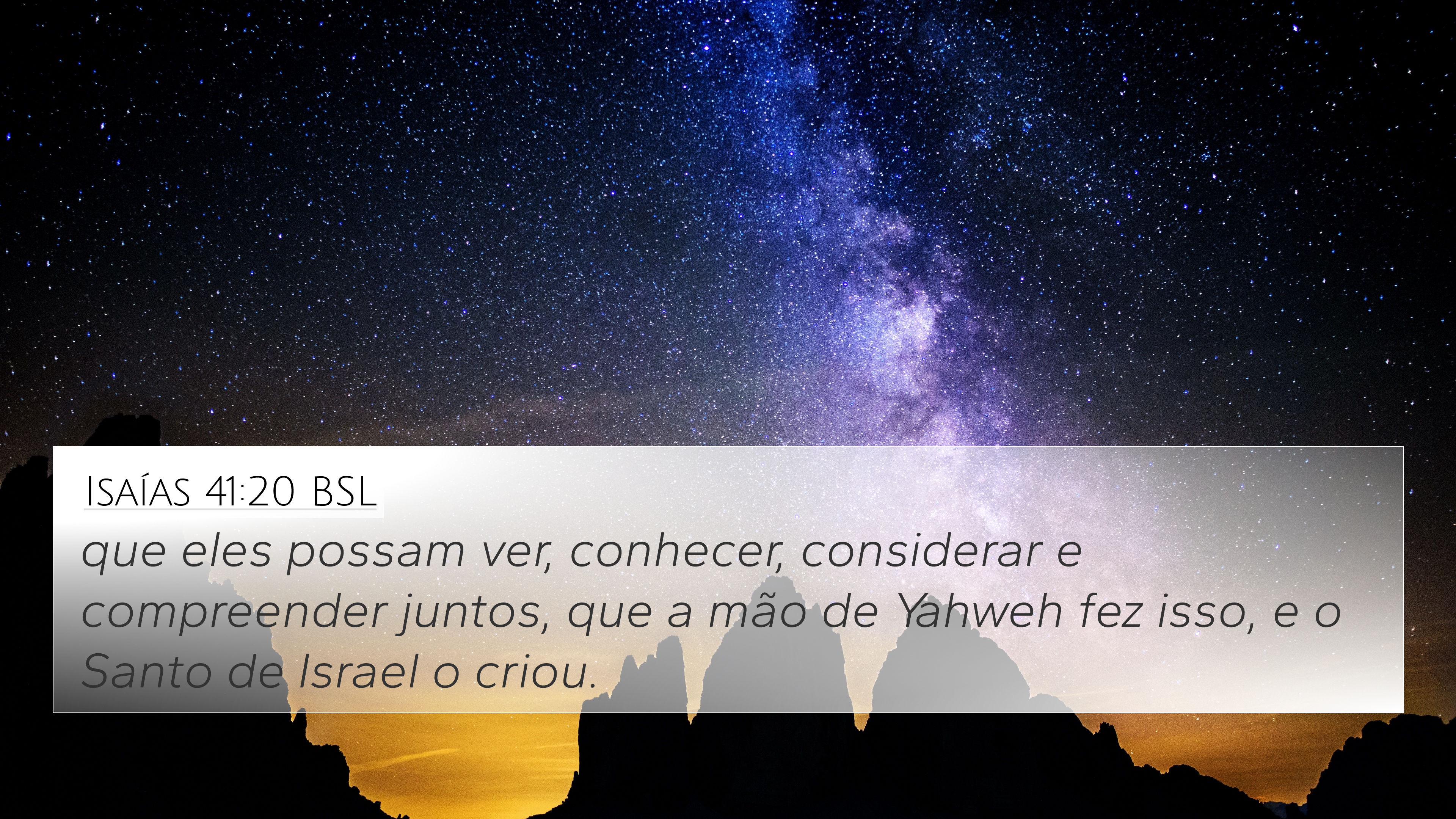 Isaías 41:20 BSL 4K Wallpaper - que eles possam ver, conhecer, considerar e