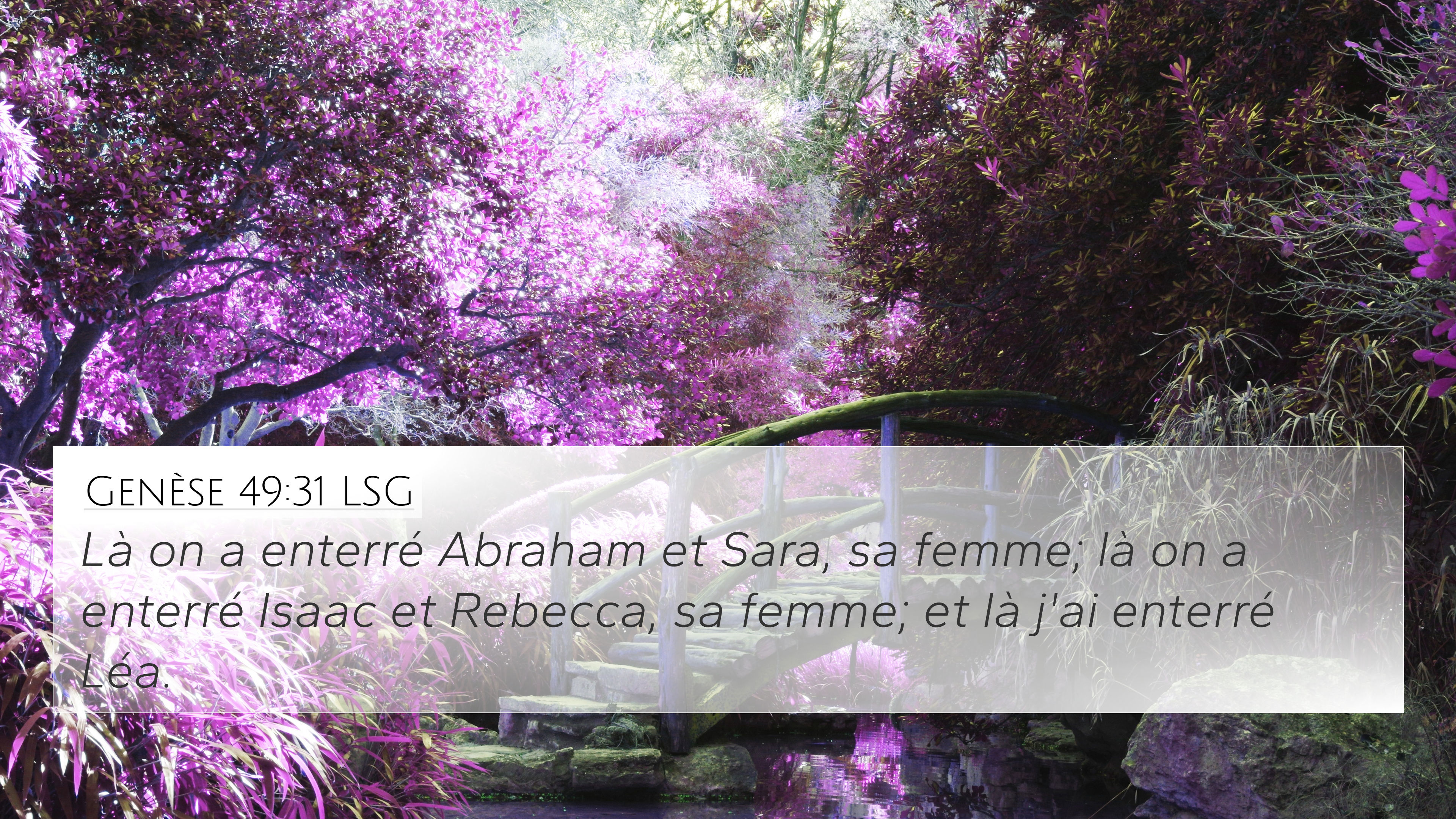 Genèse 49:31 LSG 4K Wallpaper - Là on a enterré Abraham et Sara, sa ...