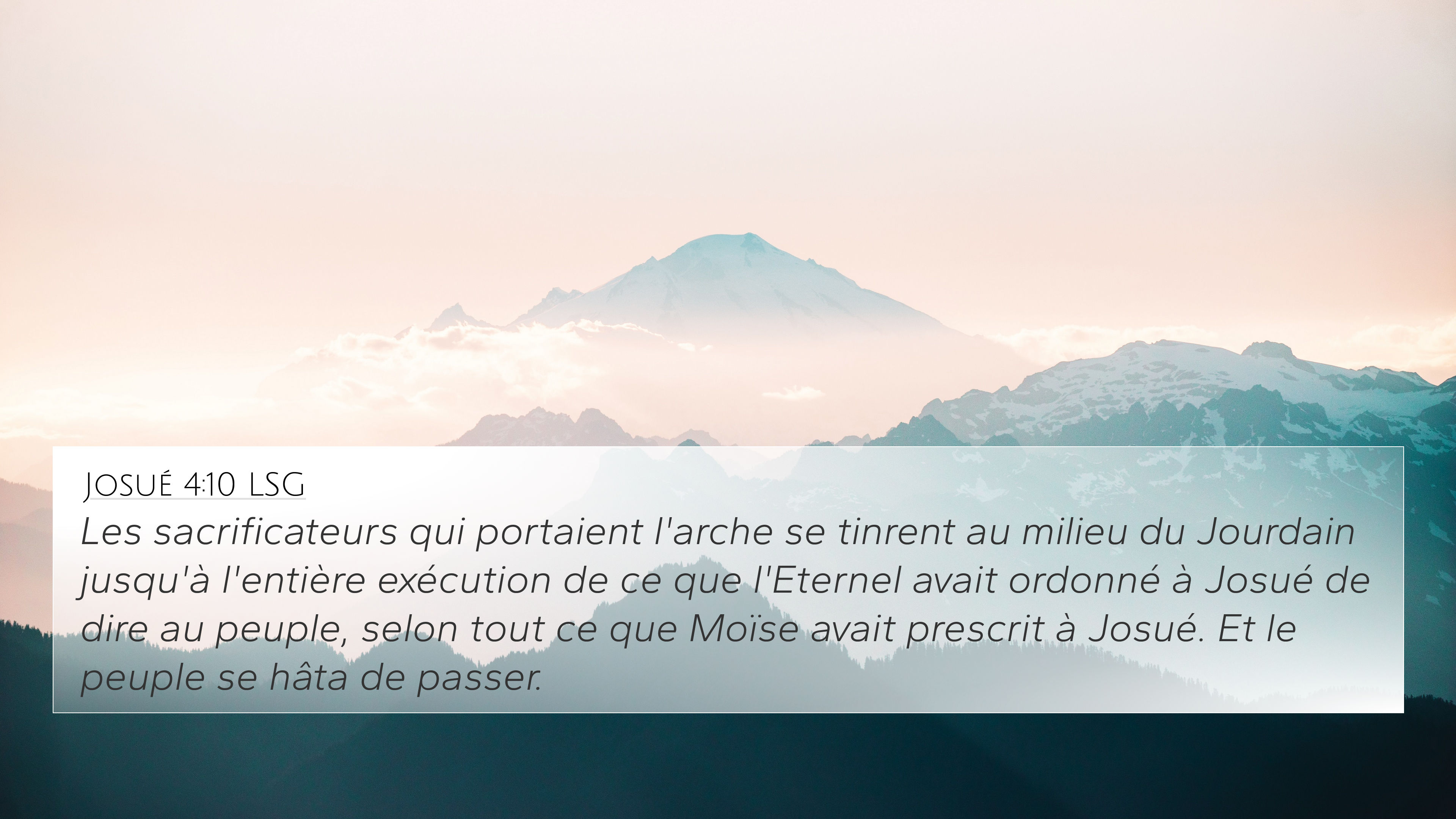 Josué 4:10 LSG 4K Wallpaper - Les sacrificateurs qui portaient l'arche se