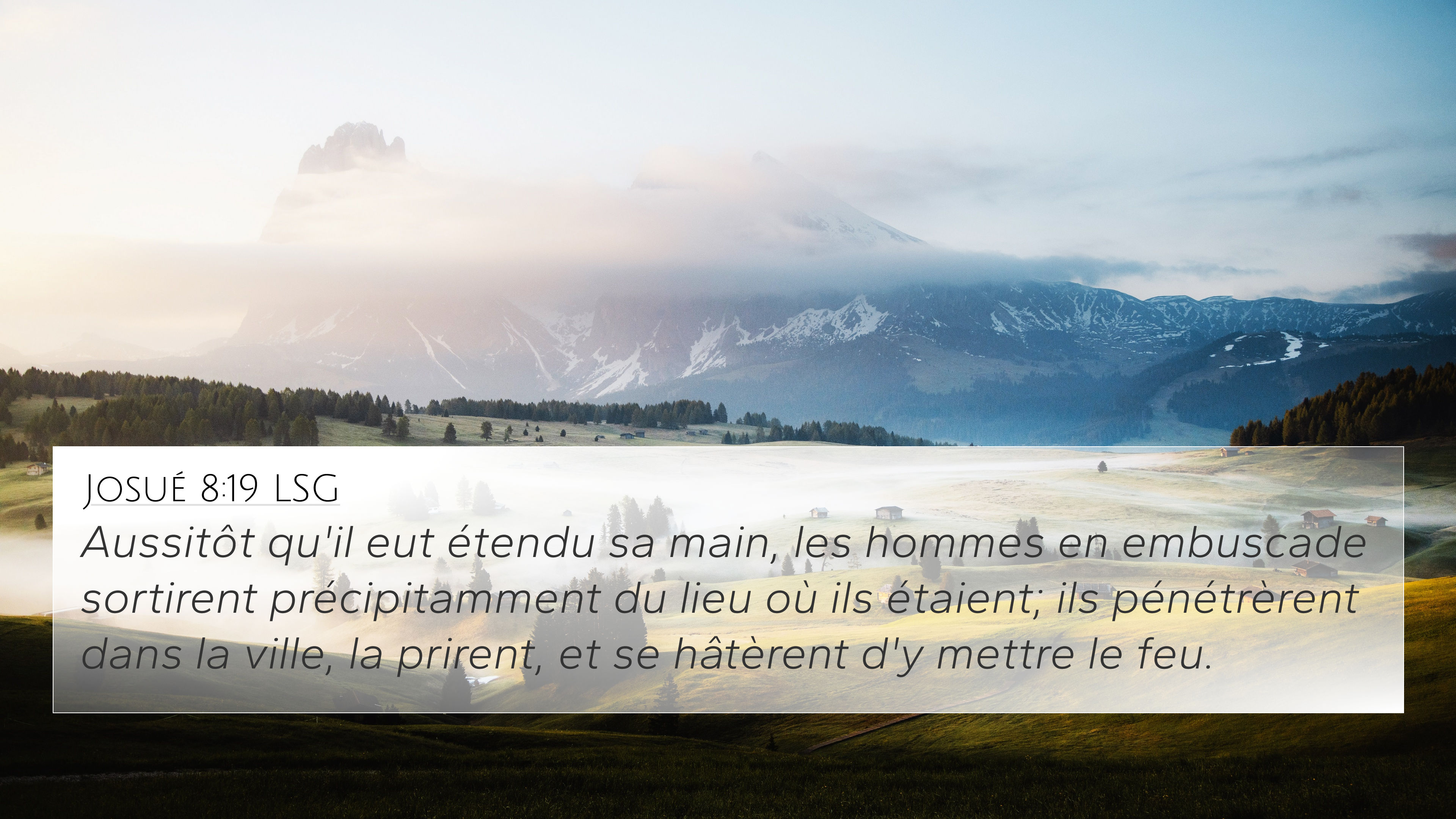 Josué 8:19 LSG 4K Wallpaper - Aussitôt qu'il eut étendu sa main, les hommes